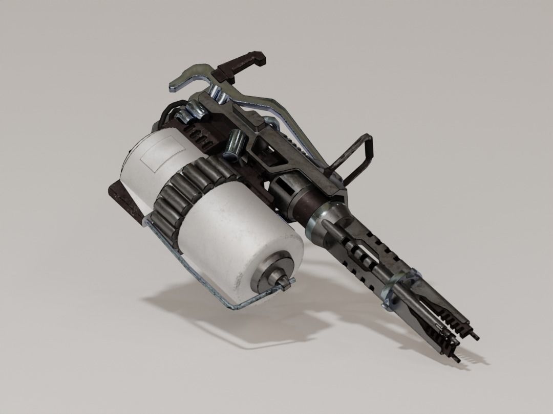 Free low-poly futuristic minigun free VR / AR / low-poly 3D model ...
