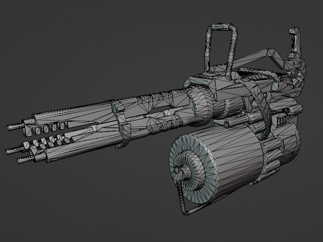 Free low-poly futuristic minigun free VR / AR / low-poly 3D model ...
