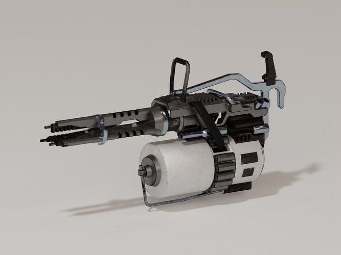 Free low-poly futuristic minigun free VR / AR / low-poly 3D model ...