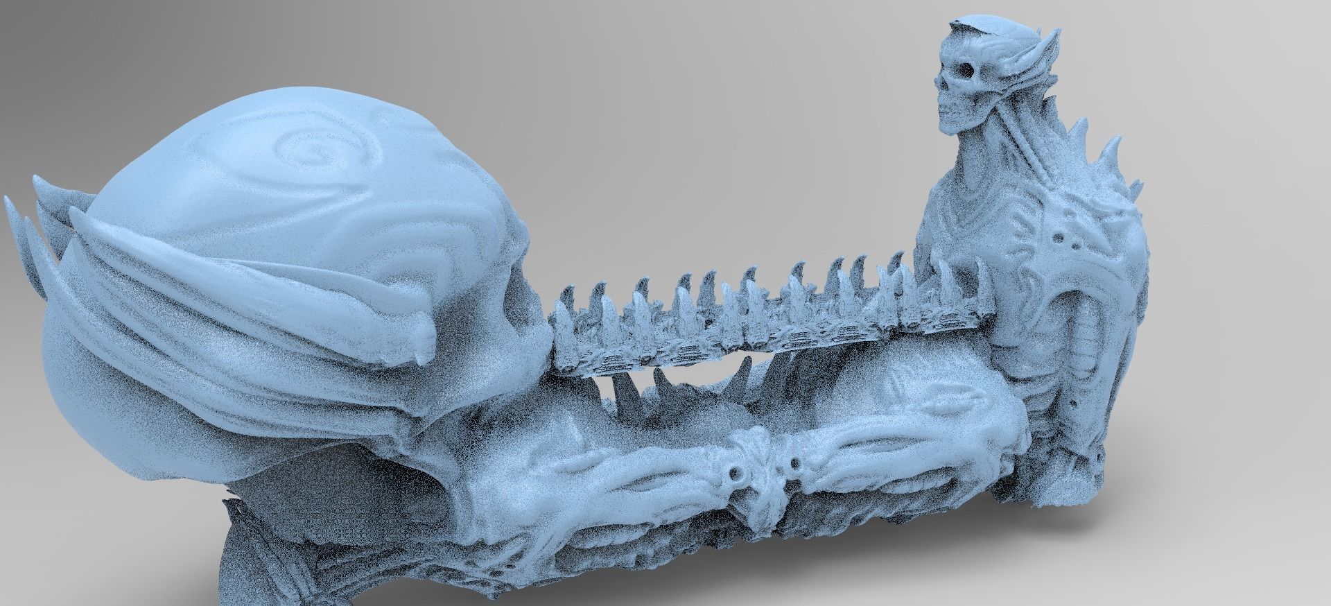 Alien organic Robot statue 3 bridge Bones 3D model | CGTrader