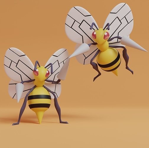Pokemon - Beedrill with 2 poses 3D model 3D printable | CGTrader