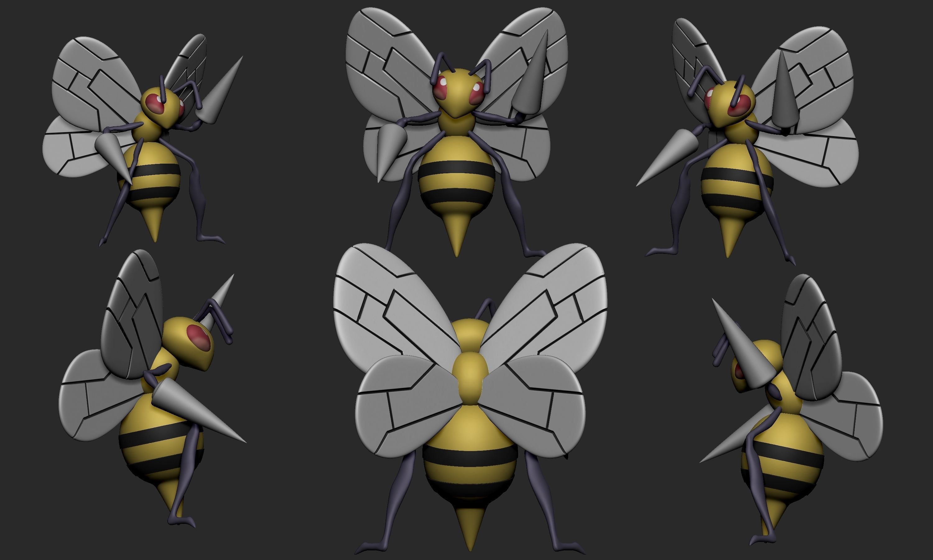 Pokemon - Beedrill with 2 poses 3D model 3D printable | CGTrader