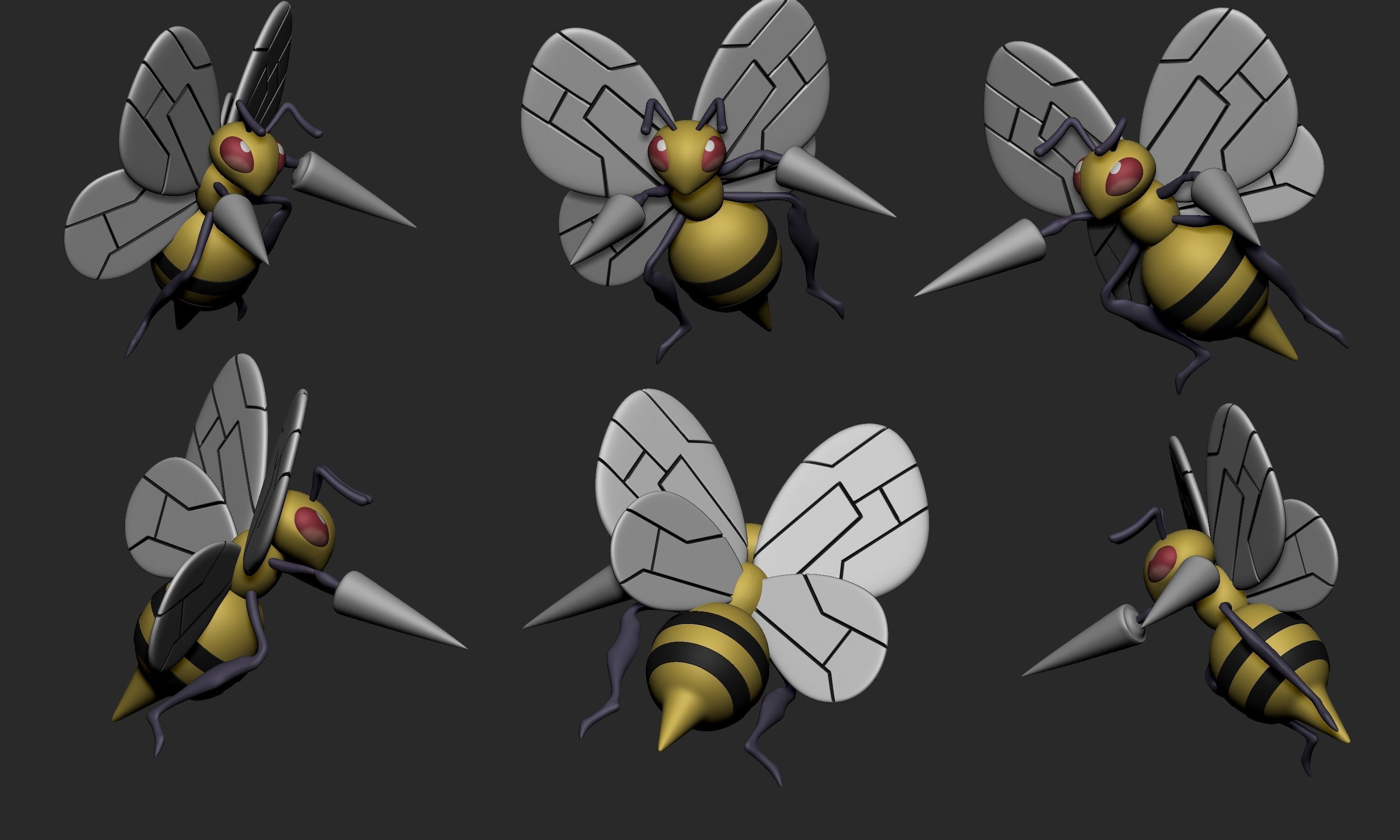 Pokemon - Weedle Kakuna and Beedrill with 2 poses 3D model 3D printable | CGTrader