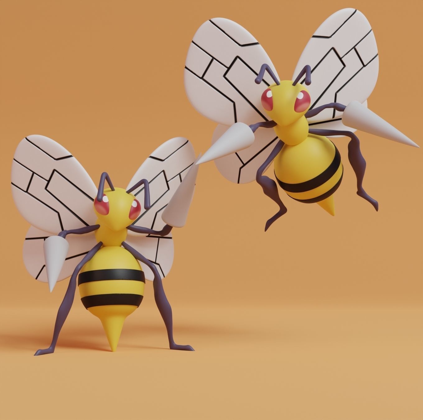 Pokemon - Weedle Kakuna and Beedrill with 2 poses 3D model 3D printable ...