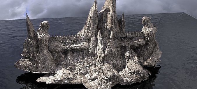 Alien organic Architecture in mountain 3D model | CGTrader