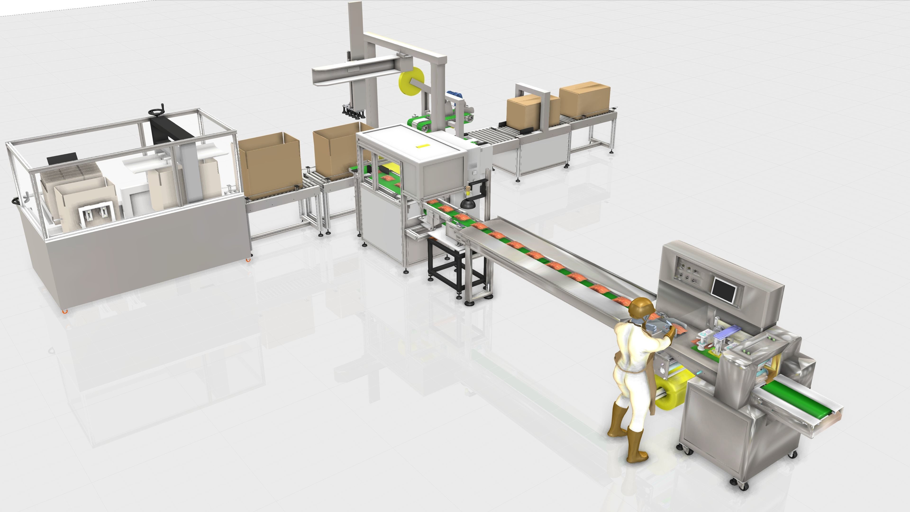 3D model FULL Line Packaging Machine - Industrial Design VR / AR / low ...