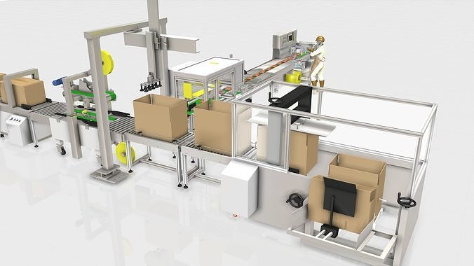 3D model FULL Line Packaging Machine - Industrial Design VR / AR / low ...
