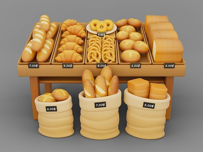 Bakery on the Shelves 3D model | CGTrader
