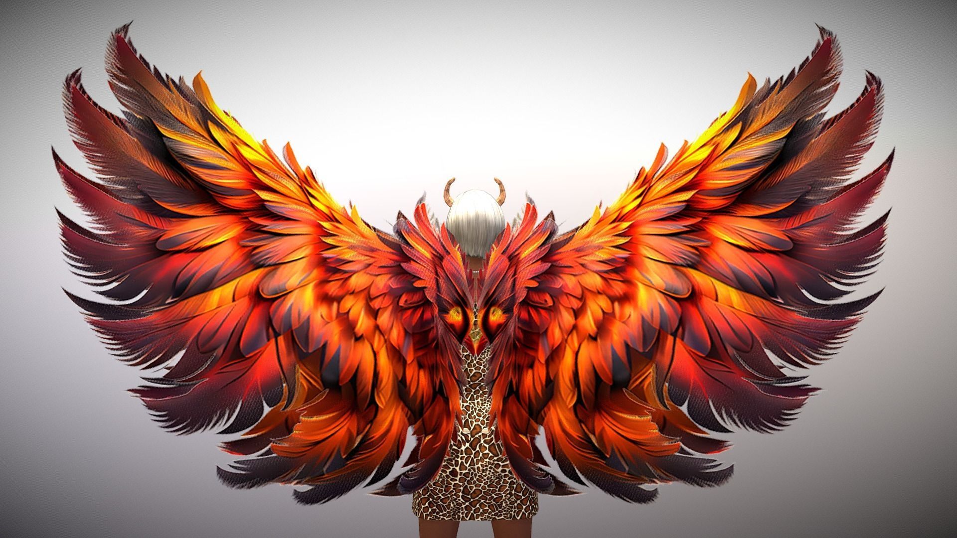 3D model Animated Phoenix Wings with Makehuman Base Model VR / AR / low ...