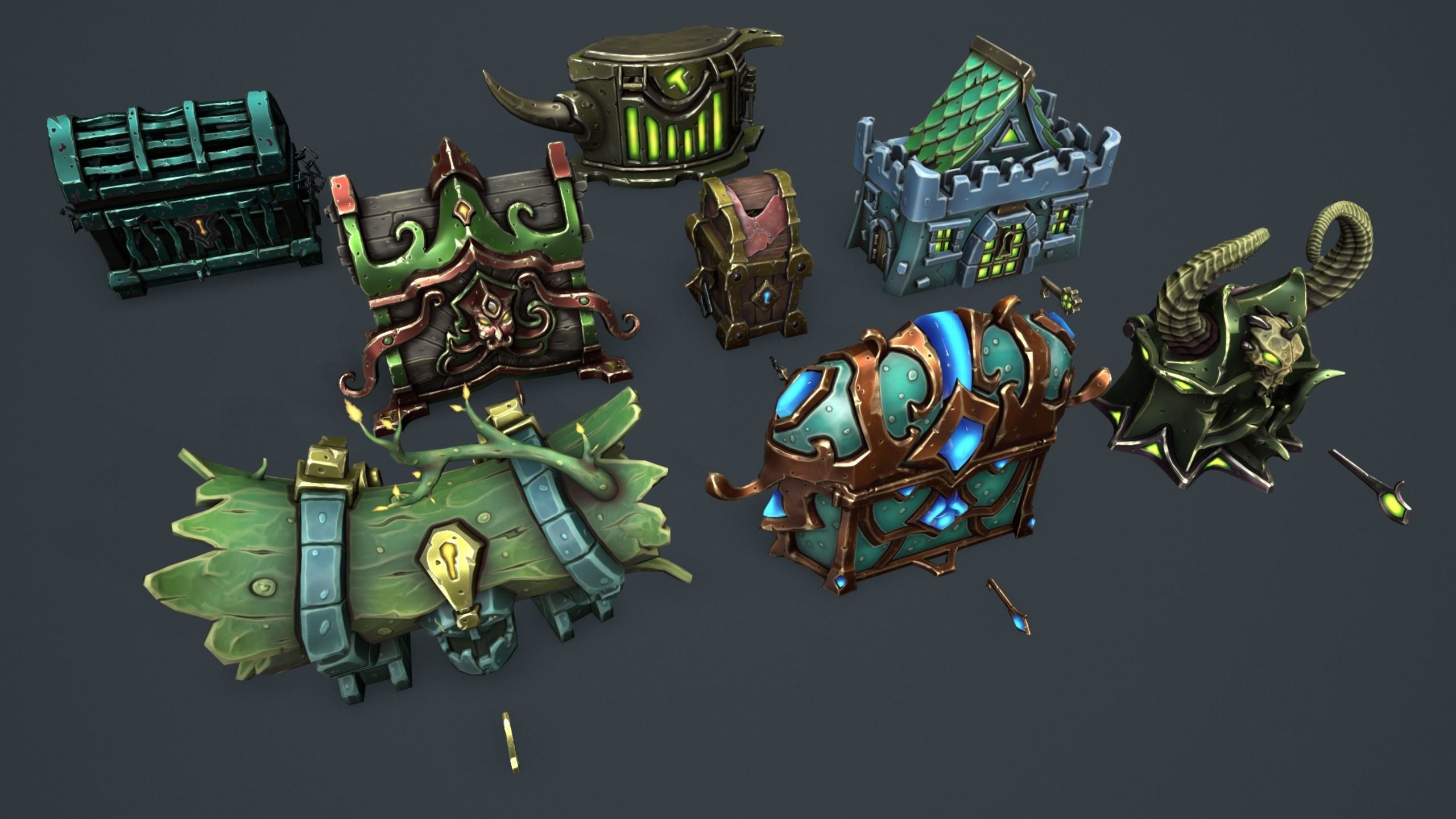 3D model Fantasy chests 2 VR / AR / low-poly | CGTrader