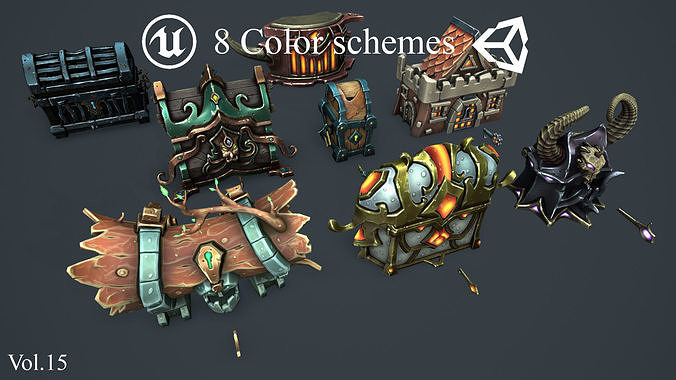 3D model Fantasy chests 2 VR / AR / low-poly | CGTrader