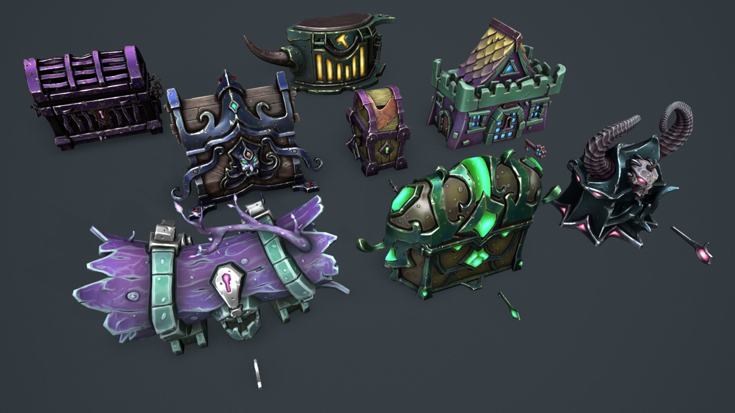 3D model Fantasy chests 2 VR / AR / low-poly | CGTrader