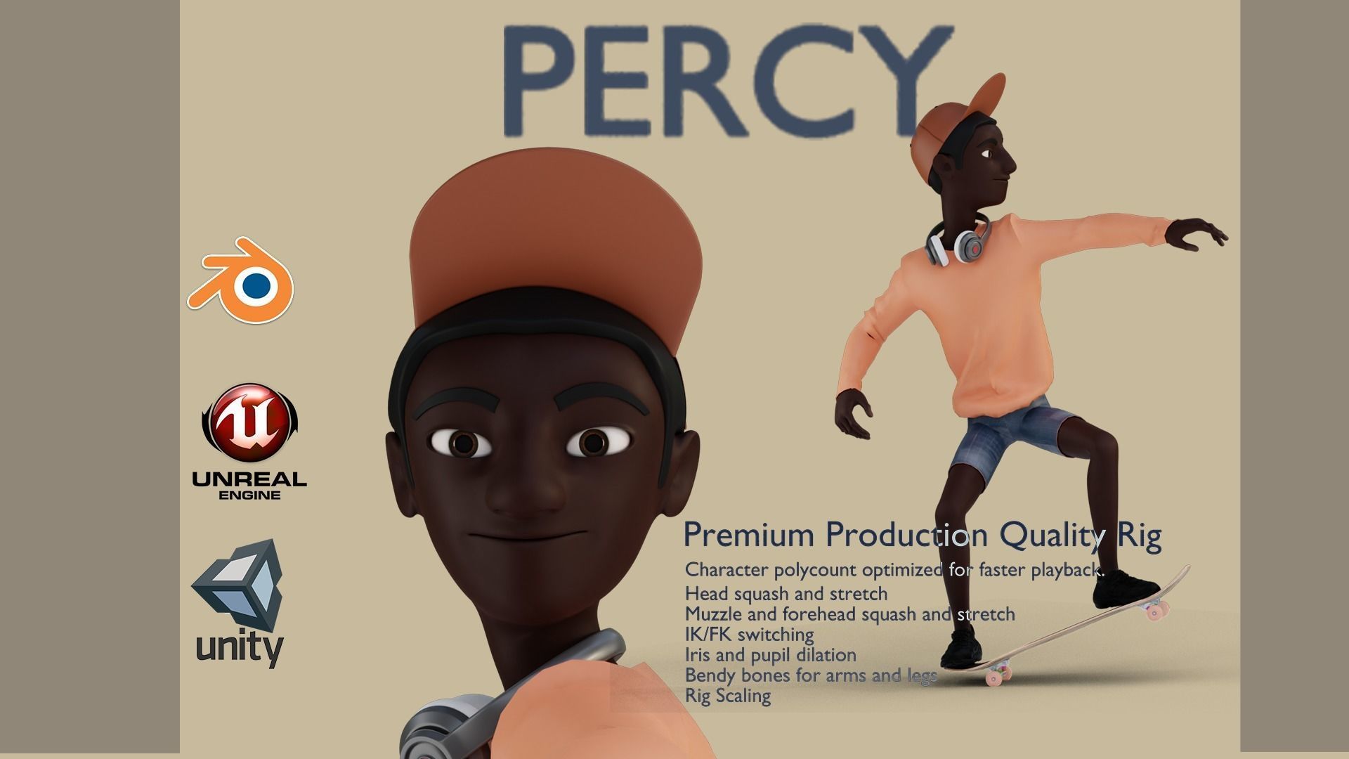 3D model PERCY RIG BLENDER VERSION VR / AR / low-poly | CGTrader