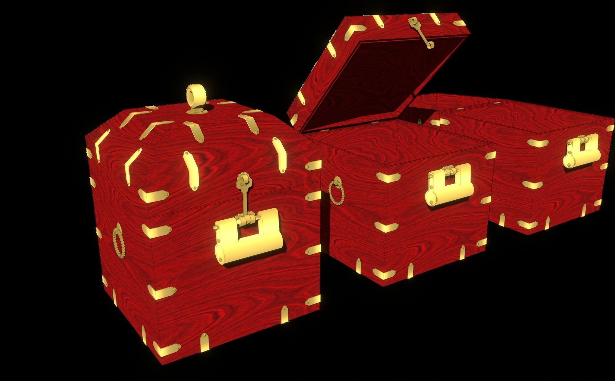 traditional asian wooden box 3D model | CGTrader