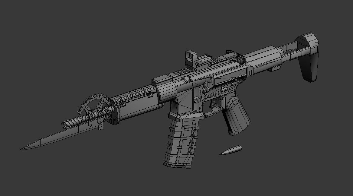 3D model Post-apocalypse custom assault rifle VR / AR / low-poly | CGTrader