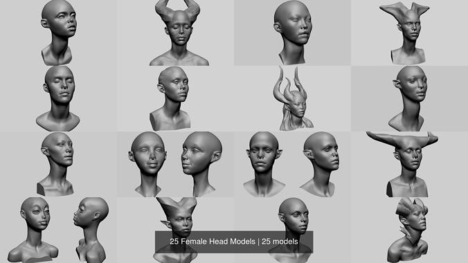 25 Female Head Models 3D Model Collection | CGTrader