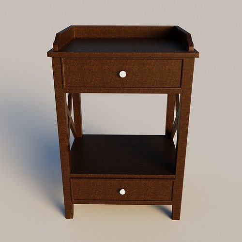 Two Drawer Open X Side End Table in Country White 3D model | CGTrader