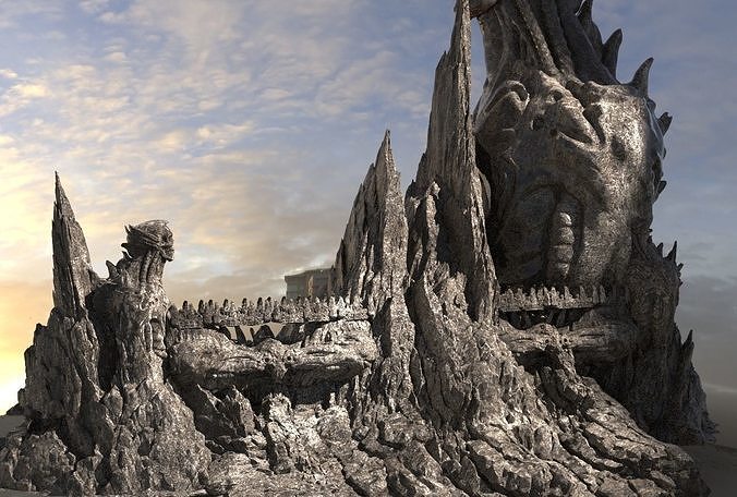 Alien Gods ancient Statue Cliffs Walkways 3D model | CGTrader