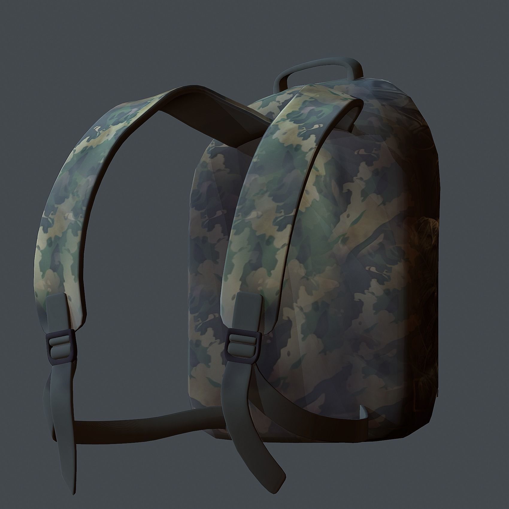 3D model Backpack military combat Black baggage Low-poly VR / AR / low ...
