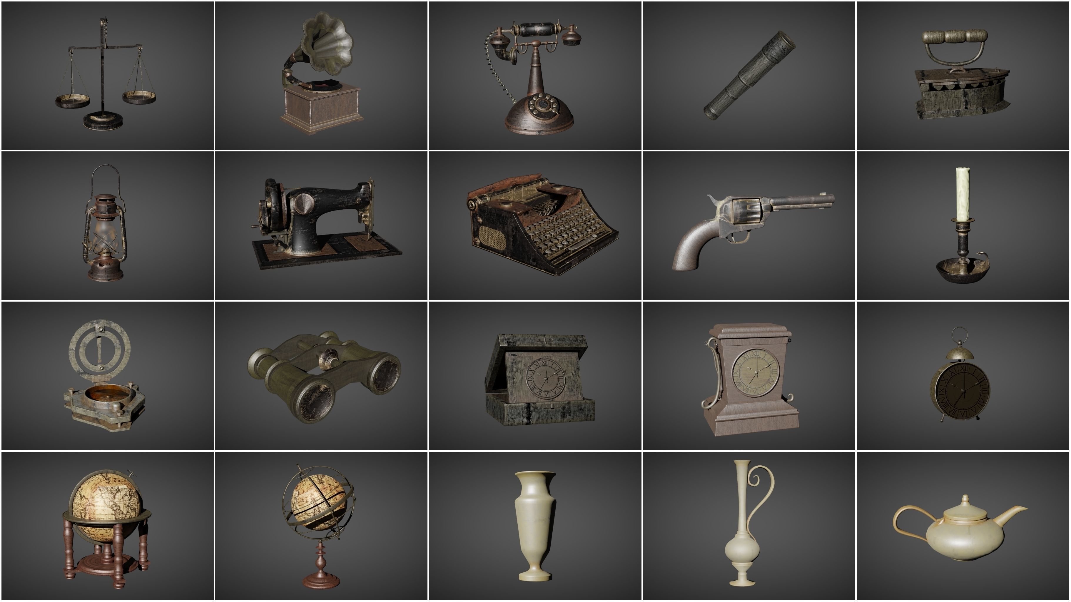 3D model Antique Collection Model Old - Low poly Realistic VR / AR ...