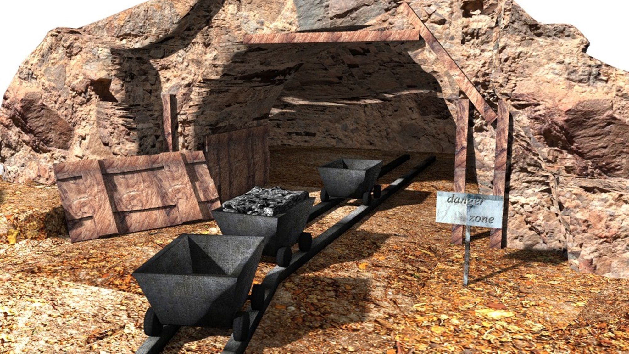 3D model cave mine and carts VR / AR / low-poly | CGTrader