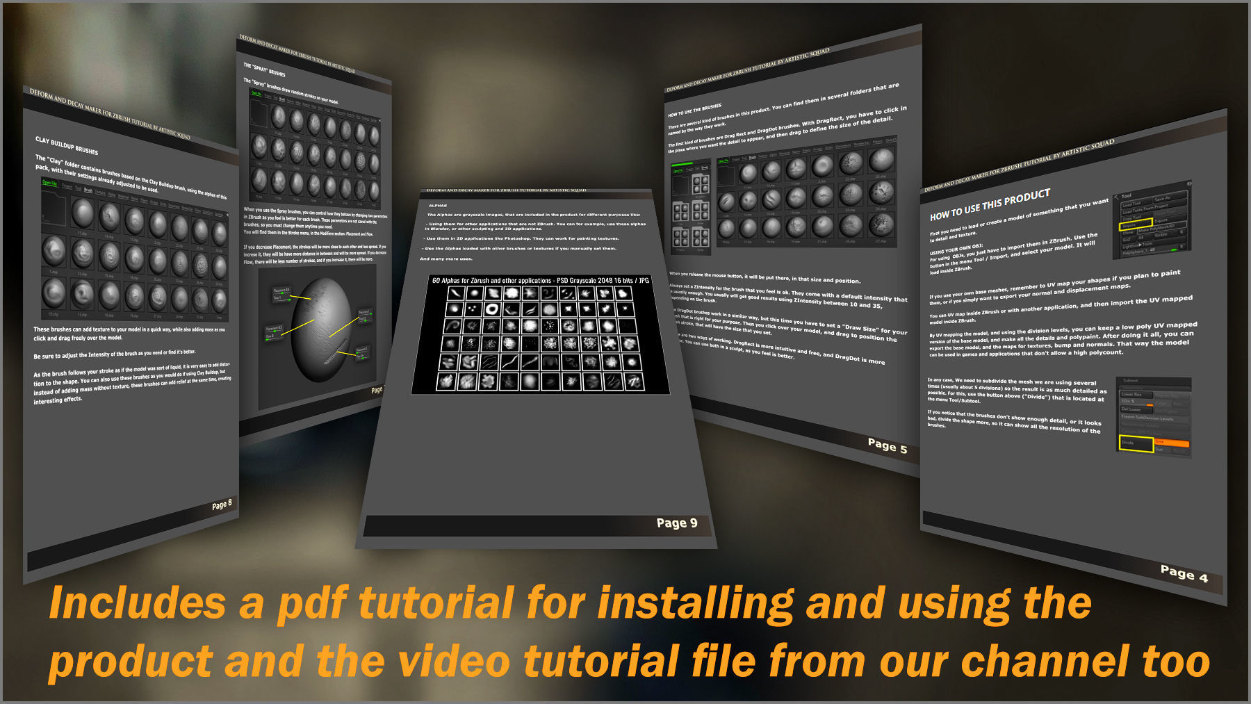 Deform And Decay Maker 300 ZBrush Brushes And 60 Alphas 3D model | CGTrader