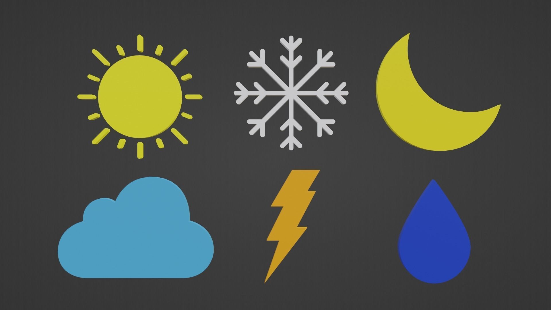 3D model Weather Icon Pack VR / AR / low-poly | CGTrader
