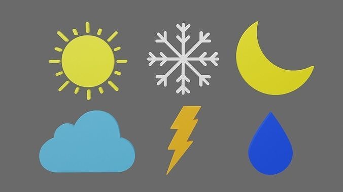 3D model Weather Icon Pack VR / AR / low-poly | CGTrader