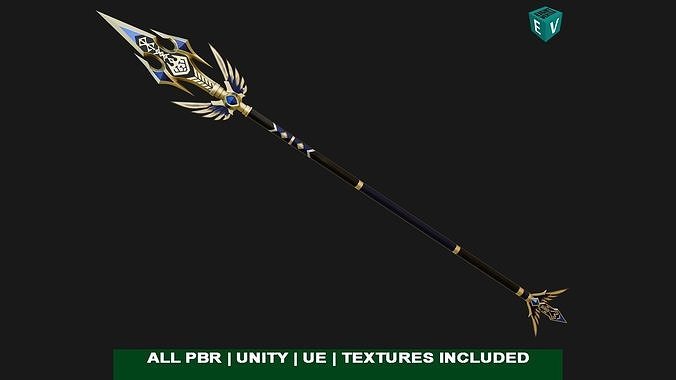3D model Fantasy Trident 05 All PBR Unity UE Textures Included VR / AR ...