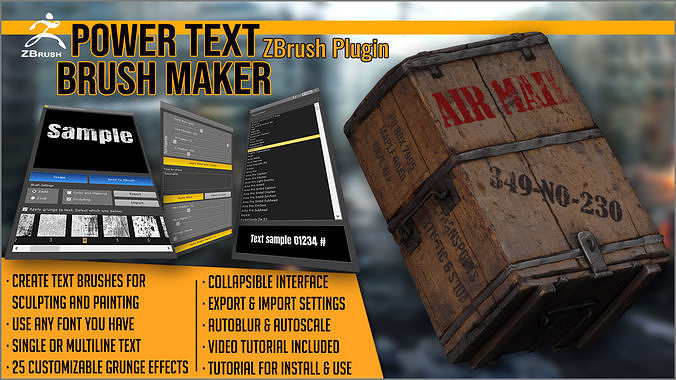 Power Text Brush Maker ZBrush Plugin 3D model | CGTrader