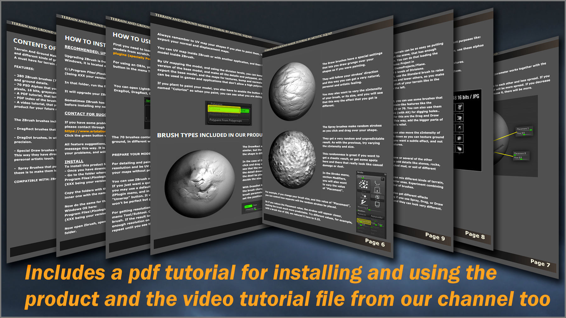 Terrain And Ground Maker 280 ZBrush Brushes 3D model | CGTrader