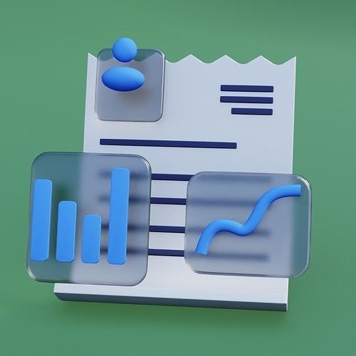 3D Game ready Business Report Account Bar Chart Icon 3D model | CGTrader