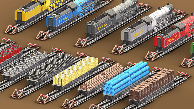 3D model Train Pack 1 VR / AR / low-poly | CGTrader