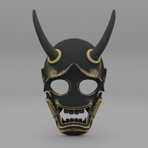 Battle Scarred Japanese Hannya Oni Samurai Mask Model 3D model | CGTrader