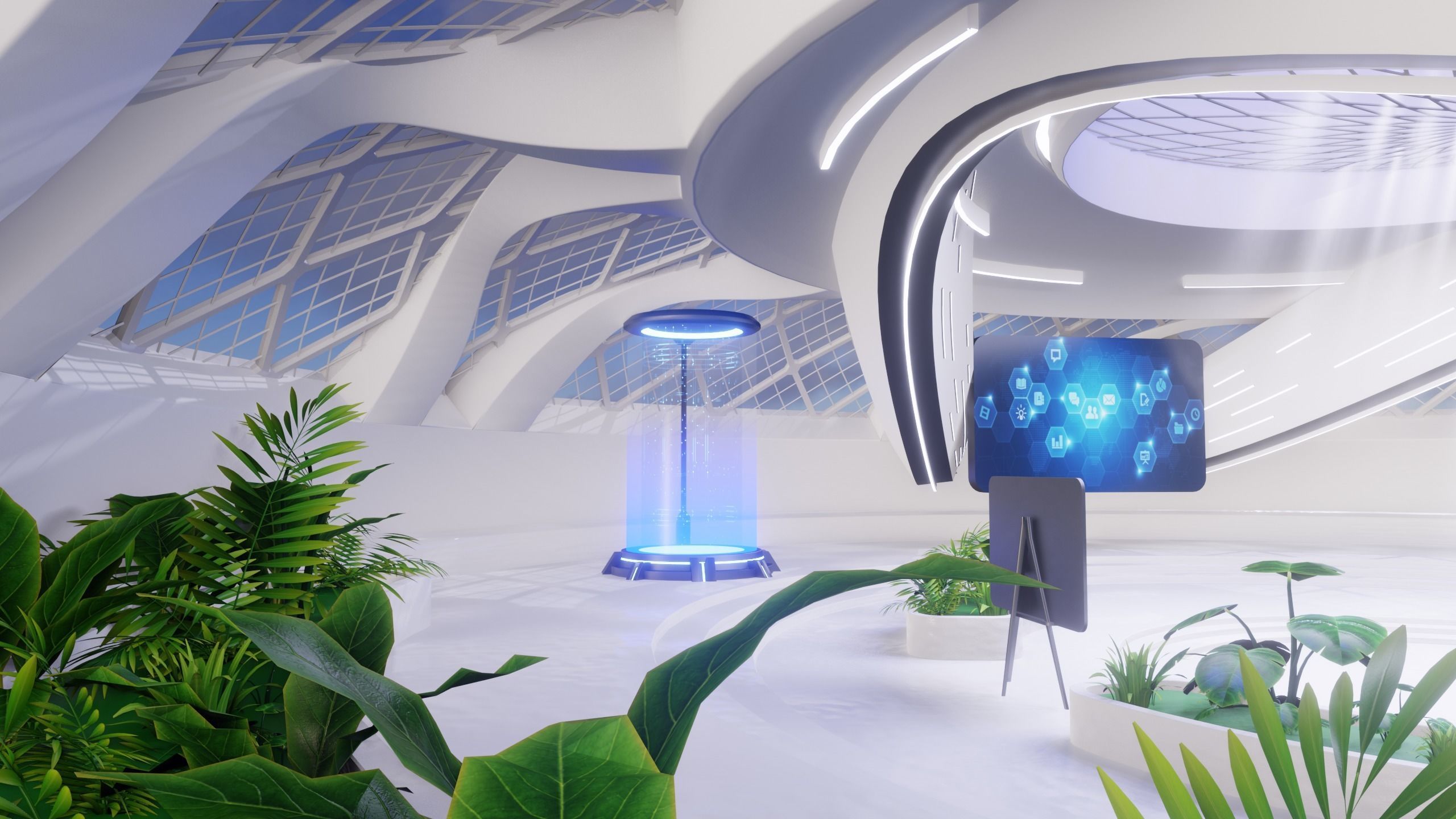 Sci Fi Exhibition Hall Interior 3D model | CGTrader