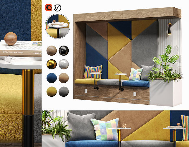 Restaurant And Office loby Soft Seating 10 3D model | CGTrader