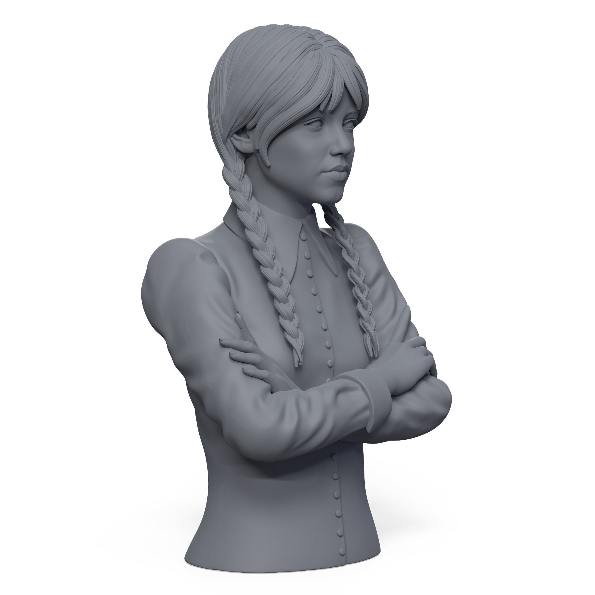 Wednesday addams family doll with braided hair 3D model 3D printable ...