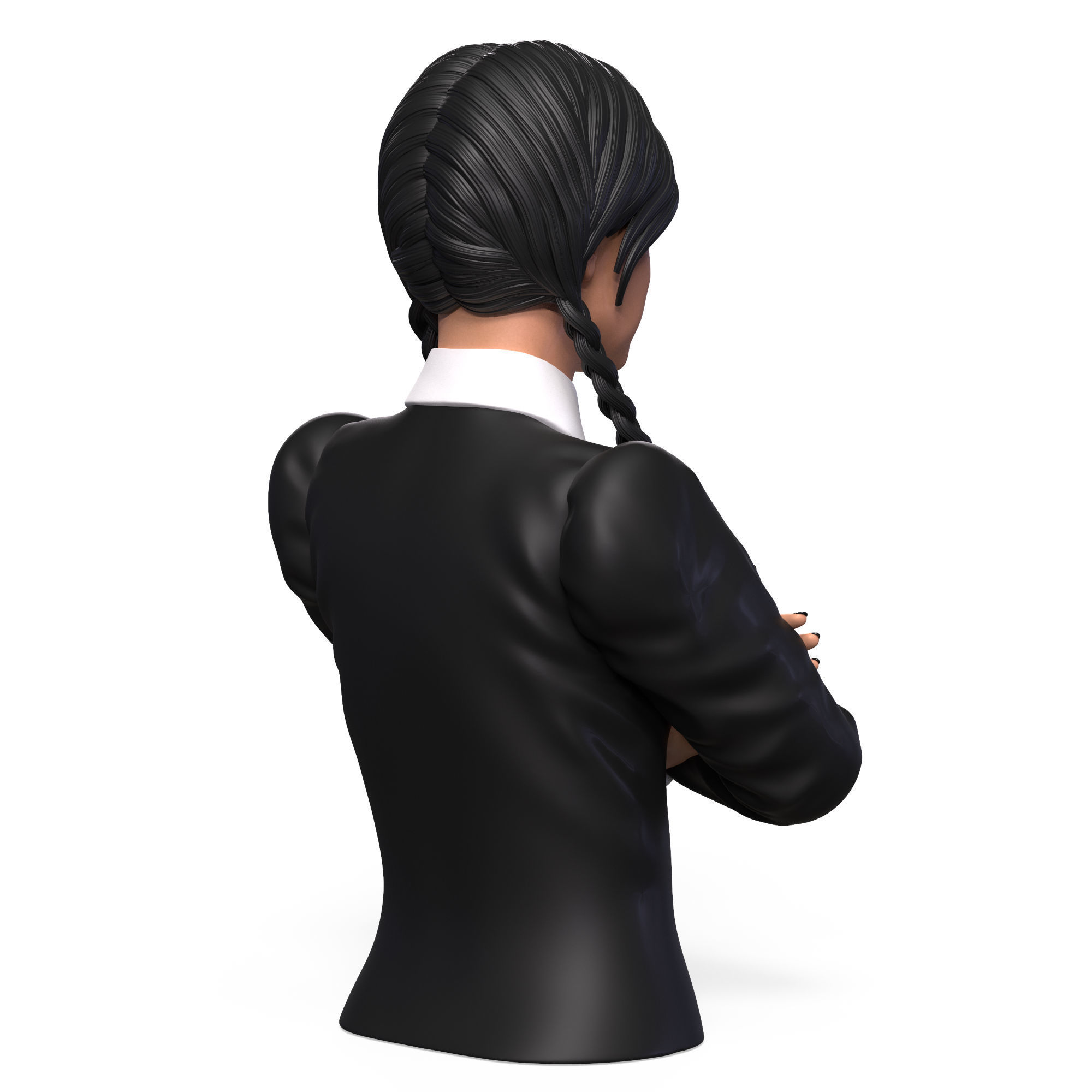 Wednesday addams family doll with braided hair 3D model 3D printable ...