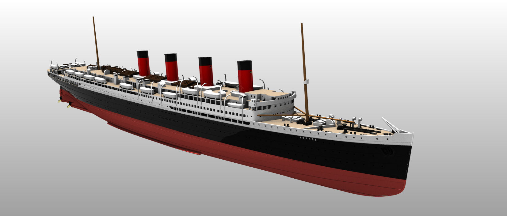 Print ready SS FRANCE ocean liner 1912 - full hull and waterline 3D ...