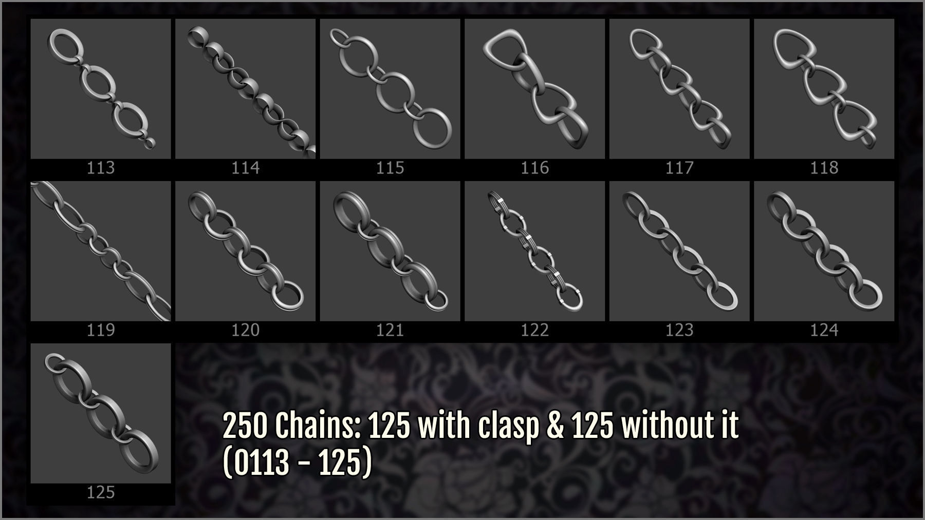 Jewelry Chains Maker 250 ZBrush Curve IMM Brushes 3D model | CGTrader