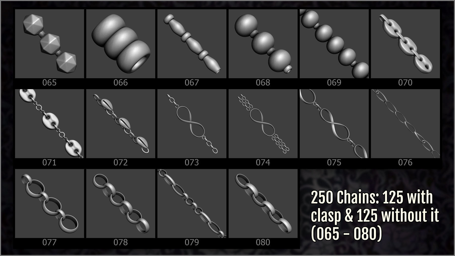 Jewelry Chains Maker 250 ZBrush Curve IMM Brushes 3D model | CGTrader