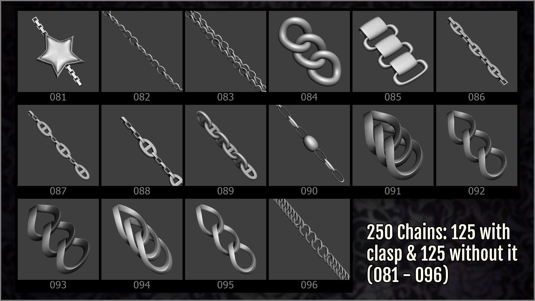 Jewelry Chains Maker 250 ZBrush Curve IMM Brushes 3D model | CGTrader