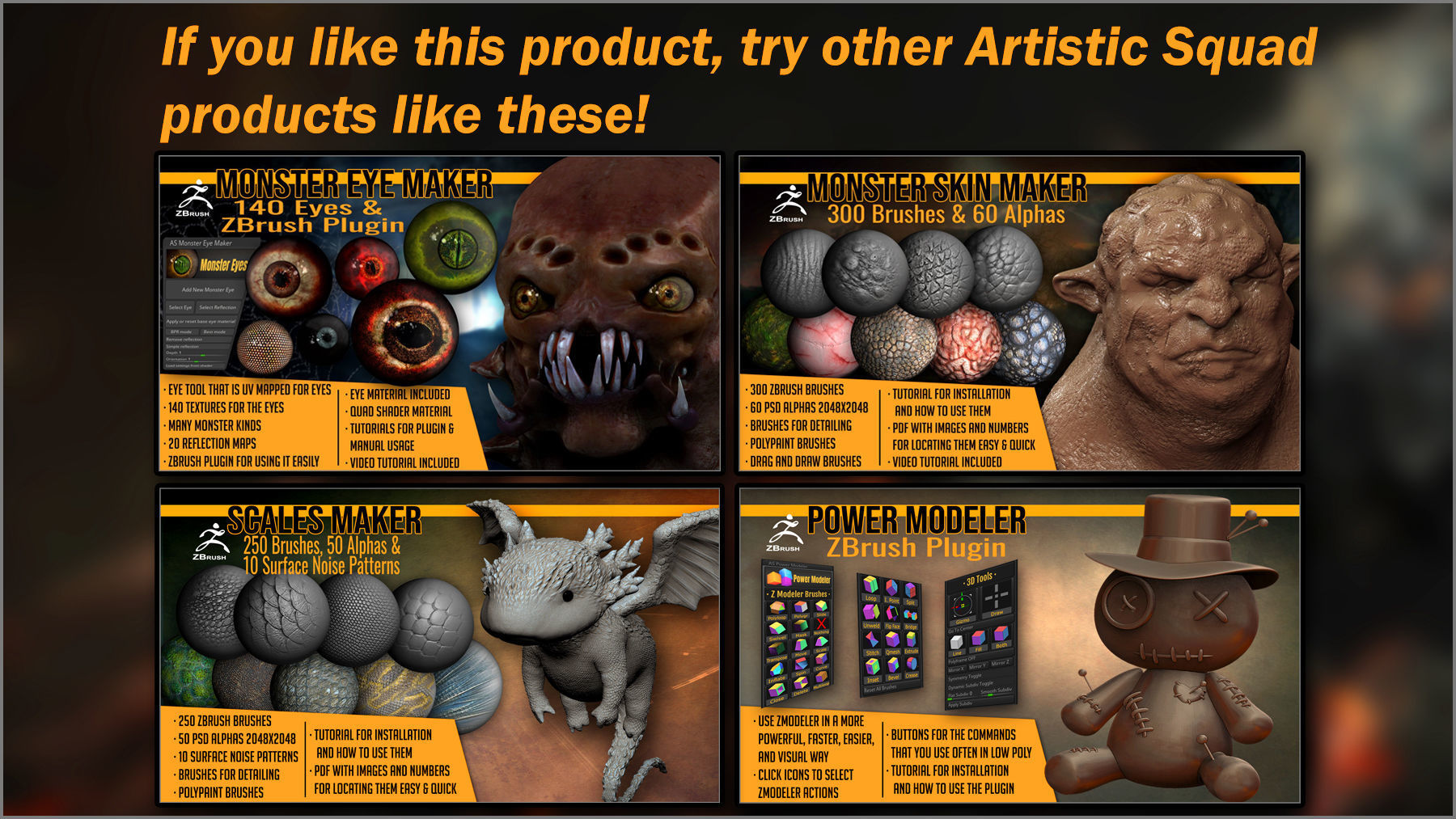 Monster Maker 130 ZBrush brushes 3D model | CGTrader