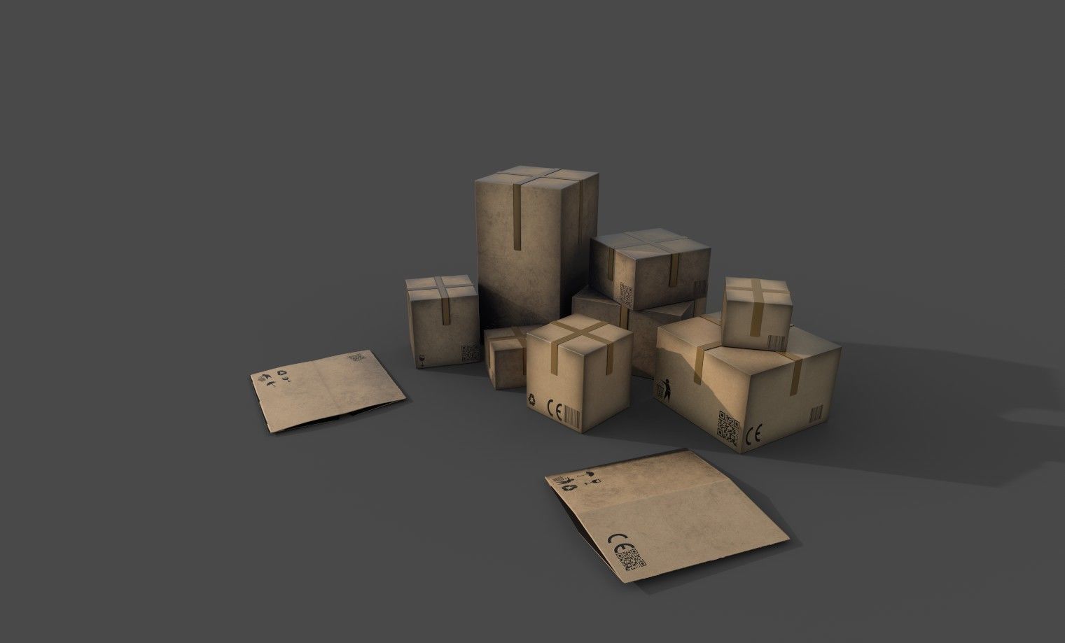 3D model Realistic 3D Cardboard Box with Texture VR / AR / low-poly ...