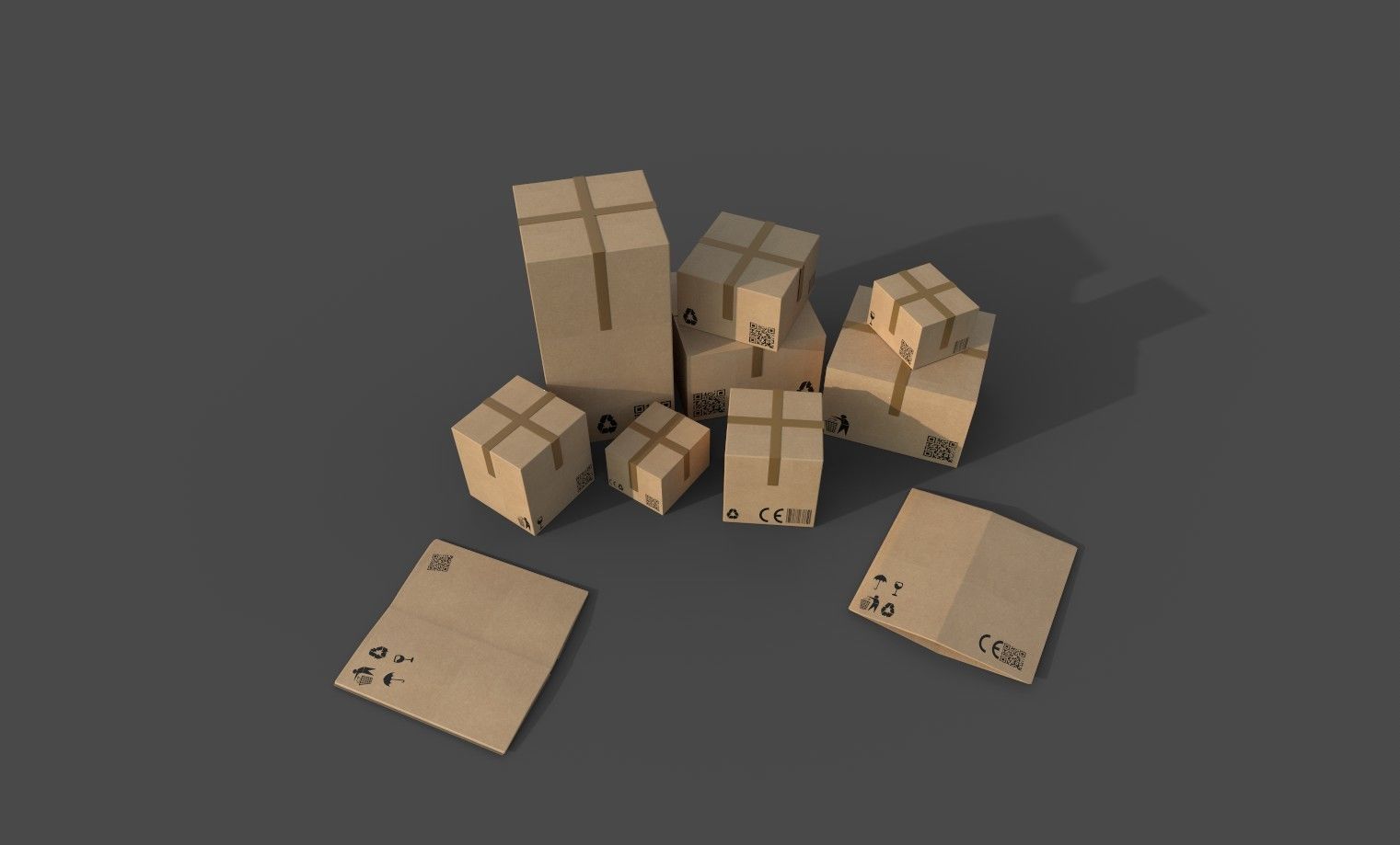 3D model Realistic 3D Cardboard Box with Texture VR / AR / low-poly ...