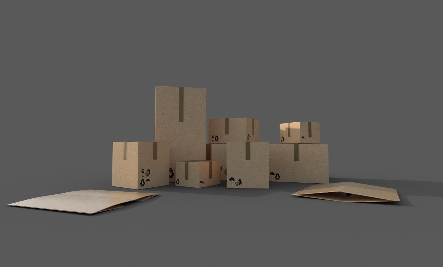 3D model Realistic 3D Cardboard Box with Texture VR / AR / low-poly ...