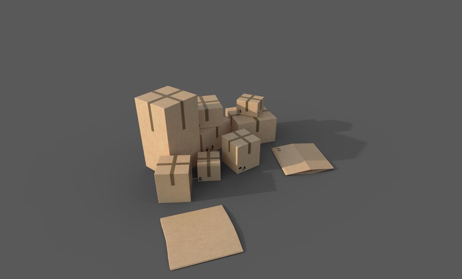 3D model Realistic 3D Cardboard Box with Texture VR / AR / low-poly ...