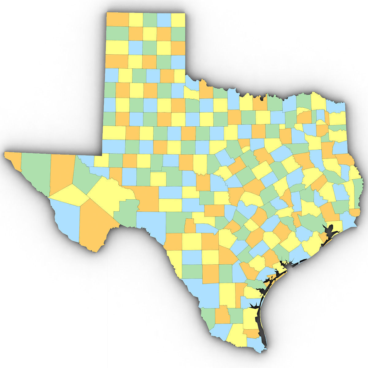 Texas Political Map 3D model | CGTrader