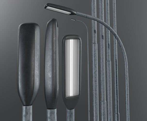 3D model Street Light 3 Galvanized F1 M2 K0 10000 mm VR / AR / low-poly ...