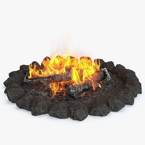 3D model Bonfire Burning with Fire Ashes VR / AR / low-poly | CGTrader
